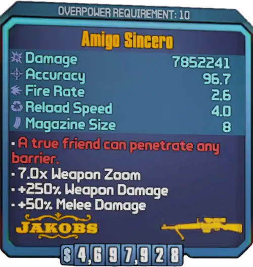 Amigo Sincero • BL2 – Legendary Sniper | Lootlemon